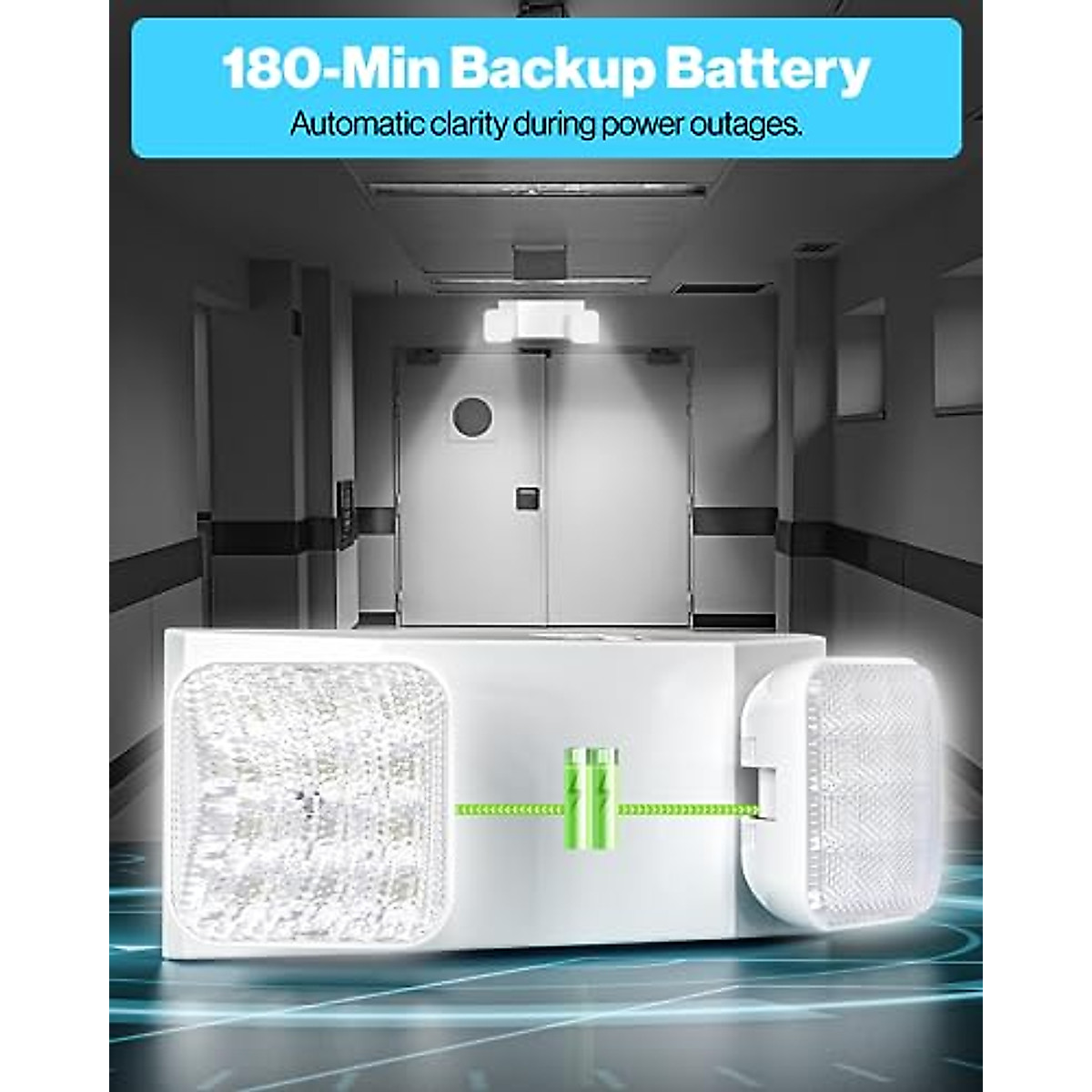 Sunco Emergency Lights, Commercial Emergency LED Flood Lights for Power Outages, Backup Battery (180 Minutes), Wall Mount, Hard Wired, 120-277V, Fire Resistant (UL 94V-0) 6 Pack