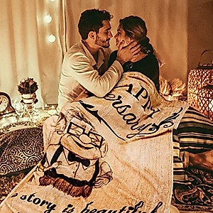 BLAMEZI Wedding Anniversary for Her Him Gifts, Personalized Throw Blanket Gift, Anniversary Christmas Valentines for Wife Husband Mom Dad Gifts