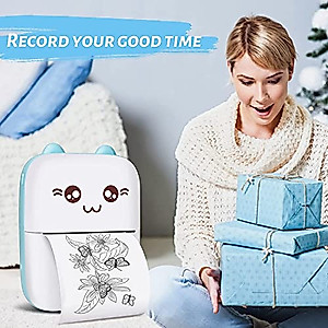 Ranen Mini Portable Printer Photo Pocket Photo Bluetooth V4.0 200 Sticker Receipt Printer Mobile Thermal Printer(B)