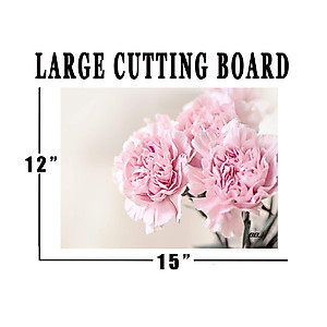 Flower Pink Carnation Floral Kitchen Glass Cutting Board Decorative Gift For Mom Design