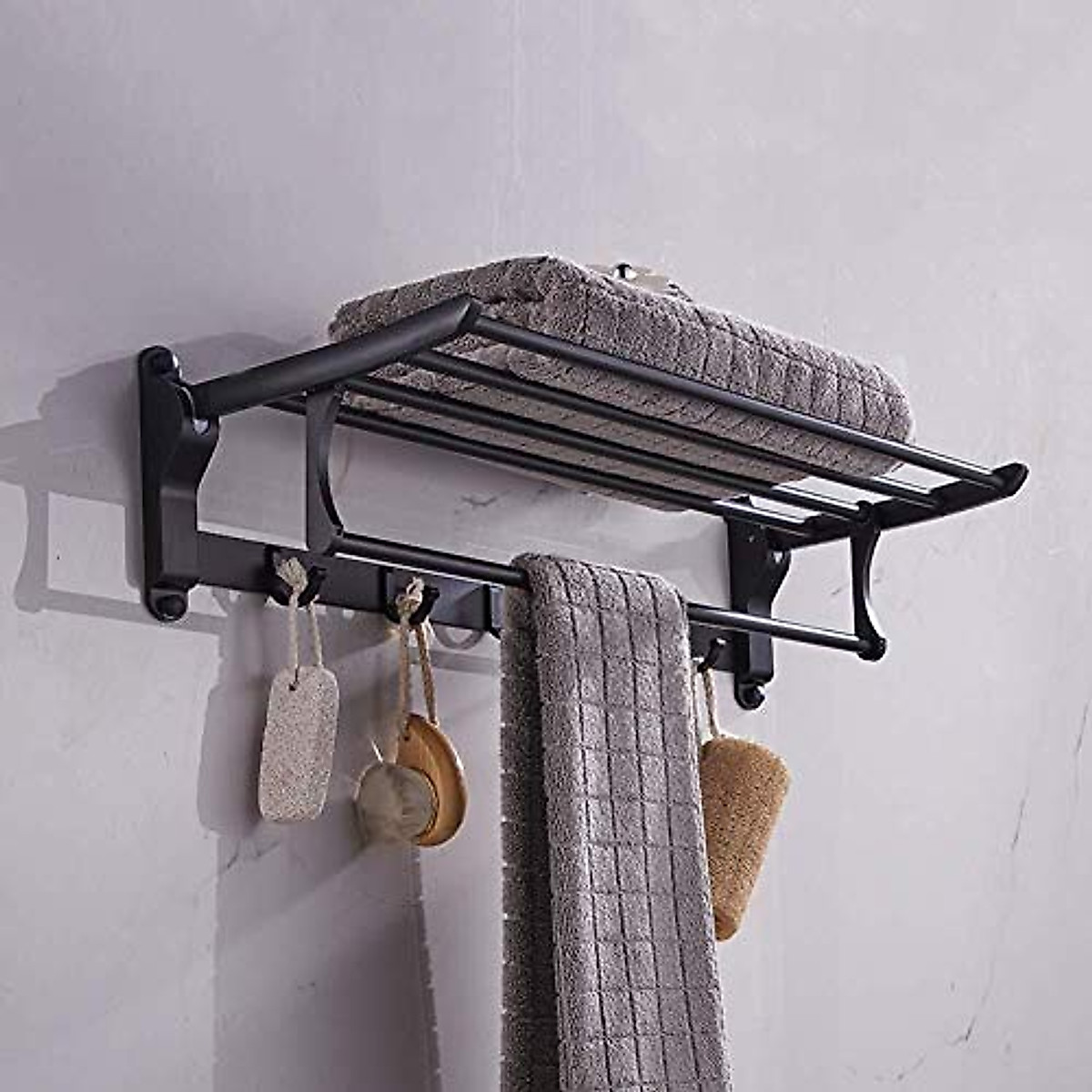 OMOONS Towel Rack Towel Rack Aluminum Towel Rack with Rod Holder Wardrobe Bathroom Hook Towel Rack