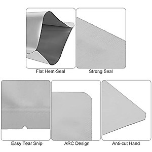 ZIQI 200Pack Mylar Bags 4 x 6 Inch, Metallic Mylar Aluminum Foil Storage Pouch, Metallic Heat Sealable Bag, Flat Heat Seal Storage Bags for Grains Legumes Food Coffee Bean Tea Candy