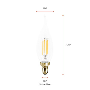 Sylvania Reduced Eye Strain B10 LED Light Bulb, 60W = 5.5W, Candelabra Base, 13 Year, Dimmable, Clear, 2700K, Soft White - 12 Pack (41225)