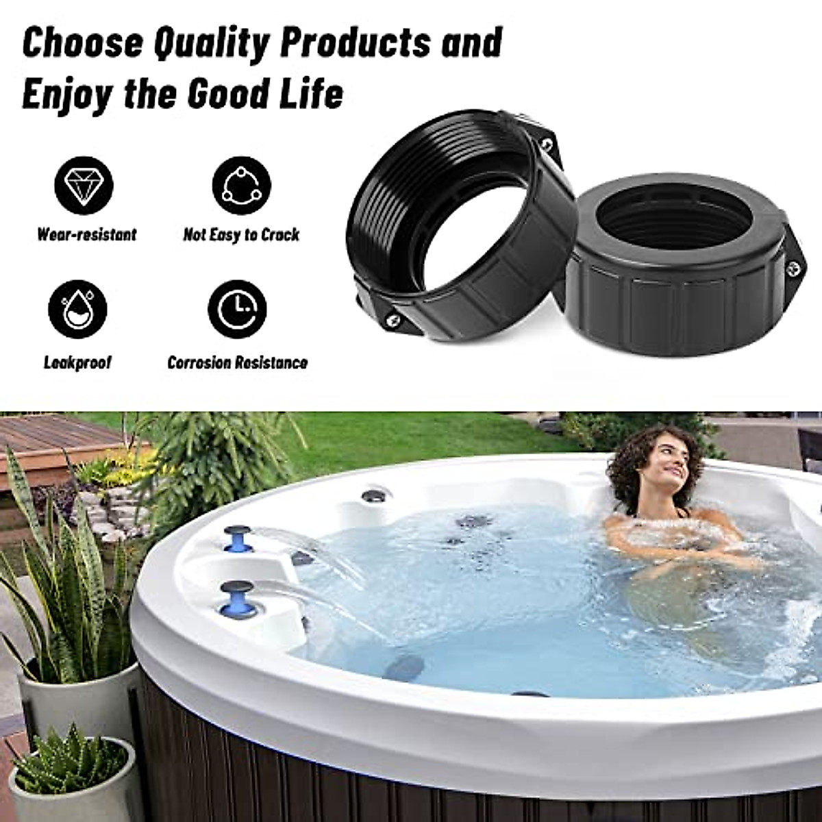 2" Spa Hot Tub Heater Split Nut Union amp with Screw, 2 pcs Heater Gasket/O-Rings Replacement for Balboa Gecko (Actual Size 3 Inch,Suitable for 2 Inch Heater Assemblies) - 2 Packs