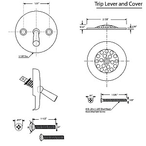 Trip Lever Tub Trim Kit Set with Two Hole Overflow Face Plate, Trip Lever Bathtub Drain with Strainer, Overflow and Matching Screws - Oil Rubbed Bronze