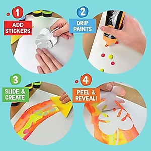 Bright Stripes iHeartArt Squeegee Art Kids Paint Kit, Childrens Painting Crafts Creativity Set, Including Paints, Squeegees, Paper, Stickers, Punch Outs and Work Surface, Great Creative Gifts