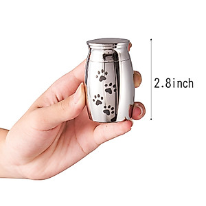 Stainless Steel Cremation Urns, Urns for Human and Pets Ashes, Decorative Urns, Adult Funeral Urns, Small Keepsake, Mini Urns, Paw Print Urn - Silver