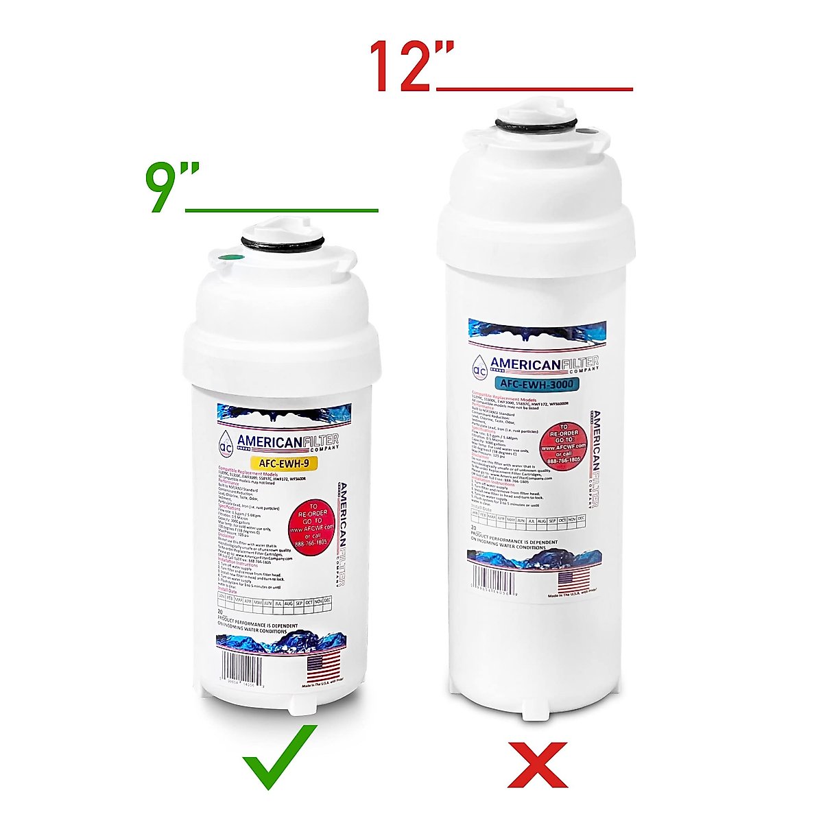 AFC Brand, water filter, Model # AFC-EWH-9, Compatible with HTHB HACG8PV NF,HTHB OVLEBP I,HTHB OVLER I,HTHB-HAC8BLSS-NF - 12 Pack