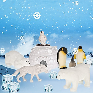 Harrycle 12 Pcs Polar Animals Figurines with Igloo - Realistic Arctic Miniature Figures Playset for Birthday, Baby Shower & Christmas Decorations