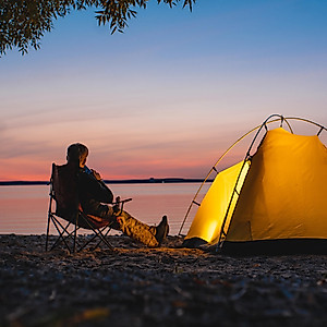 KingCamp Padded Folding Lounge Chairs with Built in Cupholder, Insulated Cooler Sleeve, and Side Storage Pocket for Indoor and Outdoors, 2 Pack, Black