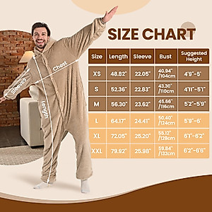 Bearhug Wearable Blanket Hoodie for Adult Soft Cozy Fleece Bear Costume Animal Onesies Pajamas Halloween Christmas Cosplay Costume for Parent M2