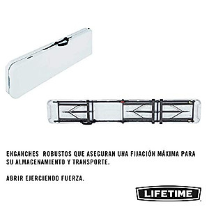 Lifetime 80305 Portable Folding Bench, White & Living and More 6 Foot Fold-in-Half Bench with Carrying Handle, Easy Folding and Transport, Indoor/Outdoor Use, Sturdy Steel Frame, White