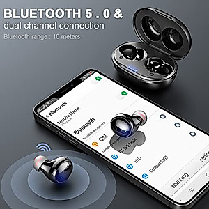 Wireless Earbud, Bluetooth Headphones 5.0 Noise Cancelling Stereo in-Ear Earphones, Touch Control, IP7 Waterproof Sport Mini Bluetooth Earbud with HD Mic, Quickly Charge Headset for Running Workout