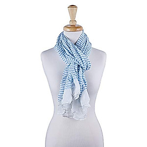 Hadley Wren Women's Lightweight Summer Insect Shield Scarf, Blue Stripes, One Size