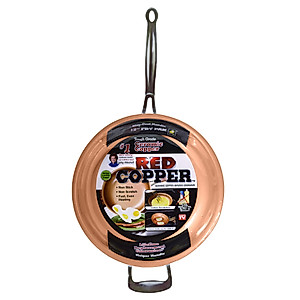 Red Copper 12 inch Pan by BulbHead Ceramic Copper Infused Non-Stick Fry Pan Skillet Scratch Resistant Without PFOA and PTFE Heat Resistant From Stove To Oven Up To 500 Degrees