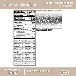 SlimFast Intermittent Fasting- Complete Meal Protein Bars, Vanilla Almond Crunch, 5 Bars (Pack of 1)