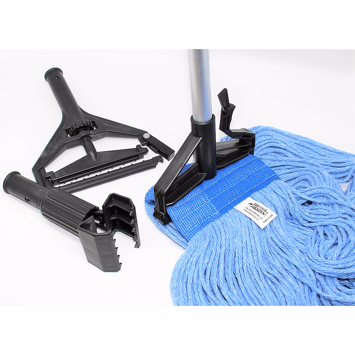 Turkey Creek Essentials Mop Heads Commercial Grade USA Made Looped End Heavy Duty Large Mop Head of Blue 4-Ply Synthetic Yarn Industrial Wet Mop Head Replacement and String Mop Refills (6, Large)