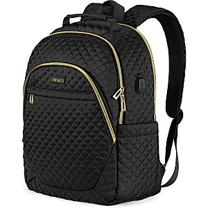Backpack for Women, Laptop Backpack for 15.6 Inch, Lightweight Small Casual Daily Travel Backpack for Ladies Teen Girls, Waterproof Stylish Daypack Purse Shoulder Bag with USB Charging Port, Black