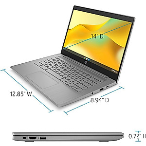 HP 2023 Newest Chromebook Laptop, 14 Inch Display, Intel Celeron N4120 Processor, 4GB RAM, 128GB Storage (64GB eMMC+64GB MSD Card), Intel UHD Graphics 600, WiFi, Bluetooth, Chrome OS, Modern Gray