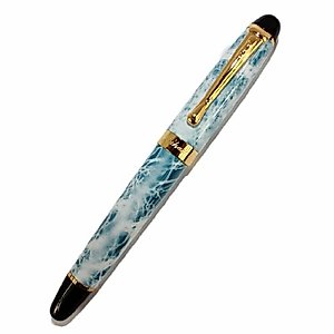 Jinhao 450 Light Blue and White Pattern Flog Medium Fountain Pen with Golden Clip
