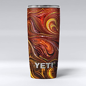 Design Skinz Red Acrylic Swirl - Skin Decal Vinyl Wrap Kit compatible with the Yeti Rambler Cooler Tumbler Cups