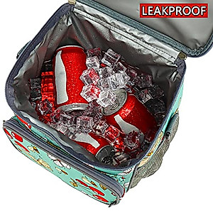 FlowFly Insulated Reusable Lunch Bag Adult Large Lunch Box for Women and Men with Adjustable Shoulder Strap,Front Zipper Pocket and Dual Large Mesh Side Pockets,Cherry