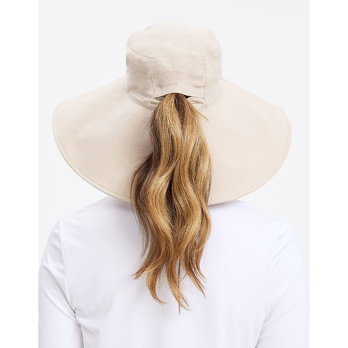 Solbari Ultra Wide Cotton Linen Hat - UPF50+ Packable UV Sun Protection Hat with Large Brim and Detachable Strap, Light Natural, Small - Medium