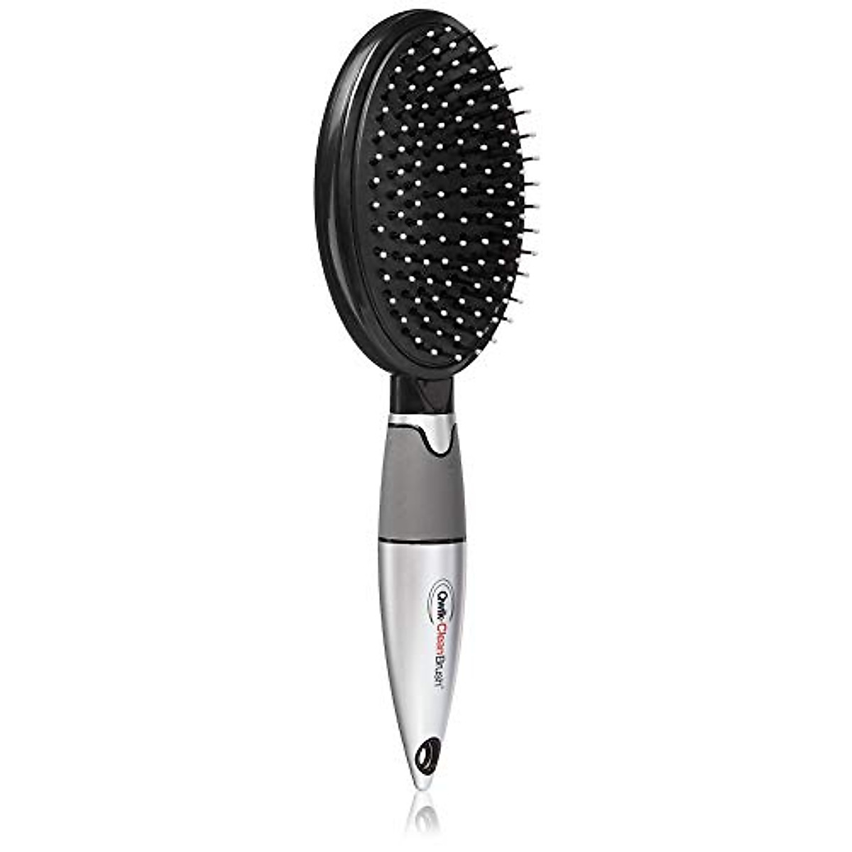 Qwik-Clean Brush - Easy Clean Retractable Bristles and Detangling Oval Brush for Curly, Straight and Thick Hair - Wet and Dry Hair - Black