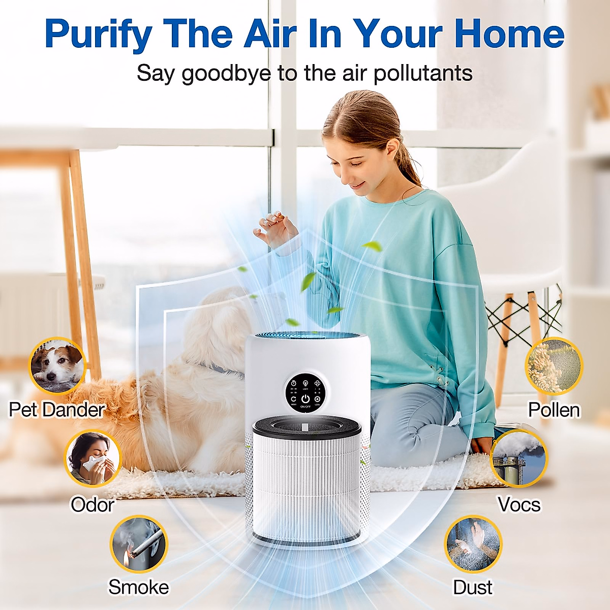 D10 Replacement Filter Compatible with Tailulu D10 HEPA Air Purifier, 3-in-1 H13 Grade True HEPA Replacement Filter, 360 Rotating D10 Filter, 2 Pack