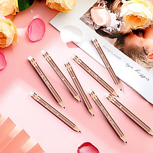50 Pcs Wedding Pencils for Bridal Shower Half Pencils with Eraser Game Pencils Mini Golf Pencils 4 Inch Short Pocket Pre Sharpened Pencil for Wedding Presents, Classroom, School (Rose Gold)