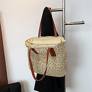 WYKDD Woven Women's Tote Bag Summer Beach Large Capacity Tote Purses and Handbag Travel Shopping Bag (Color : D, Size : 1)