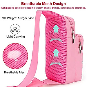 Owngen Cute Travel Bag for Nintendo Switch/ Lite / OLED, Portable Small Sling Crossbody Shoulder Carrying Storage Backpack for NS Consolo, Charging Dock, Joy-Cons, Accessories for Men, Women (Pink)