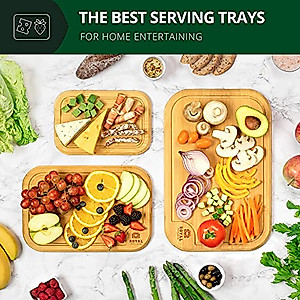 Wood Cutting Boards for Kitchen - Bamboo Cutting Board Set, Chopping Board Set - Wood Cutting Board Set - Wooden Cutting Board Set, Bamboo Cutting Boards for Kitchen (Natural)