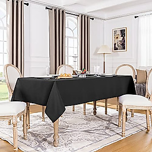 Softalker Rectangle Tablecloth Waterproof & Stain Resistant Table Cloth Wrinkle Free Fabric Washable 210GSM Polyester Table Cover for Dining/Party/Buffet/Wedding (60x84 inch, Black)