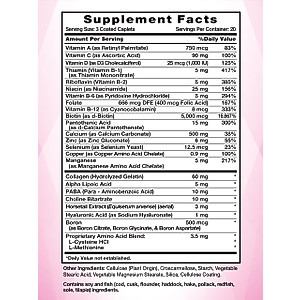 Hair Skin and Nails Vitamins | 60 Caplets | with Biotin and Collagen | Non-GMO and Gluten Free Supplement for Women and Men | by Nature's Truth