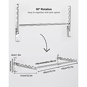 LIVEHITOP Wall Mounted Clothes Rack, Space Saving Wall Hanger Airer Hanging Rail Rod for Laundry Bedroom Bathroom (Silver)
