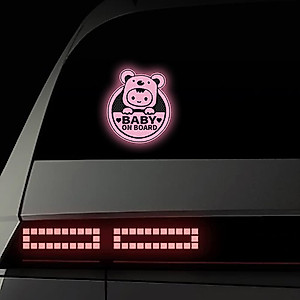 Baby on Board Stickers for Cars, 2 Pcs Nouiroy Cute Baby Super Strong Reflective Koala Baby in Car Decals and Stickers Baby Caution Bumper Safety Warning Sign Waterproof Vinyl Sticker (Pink)