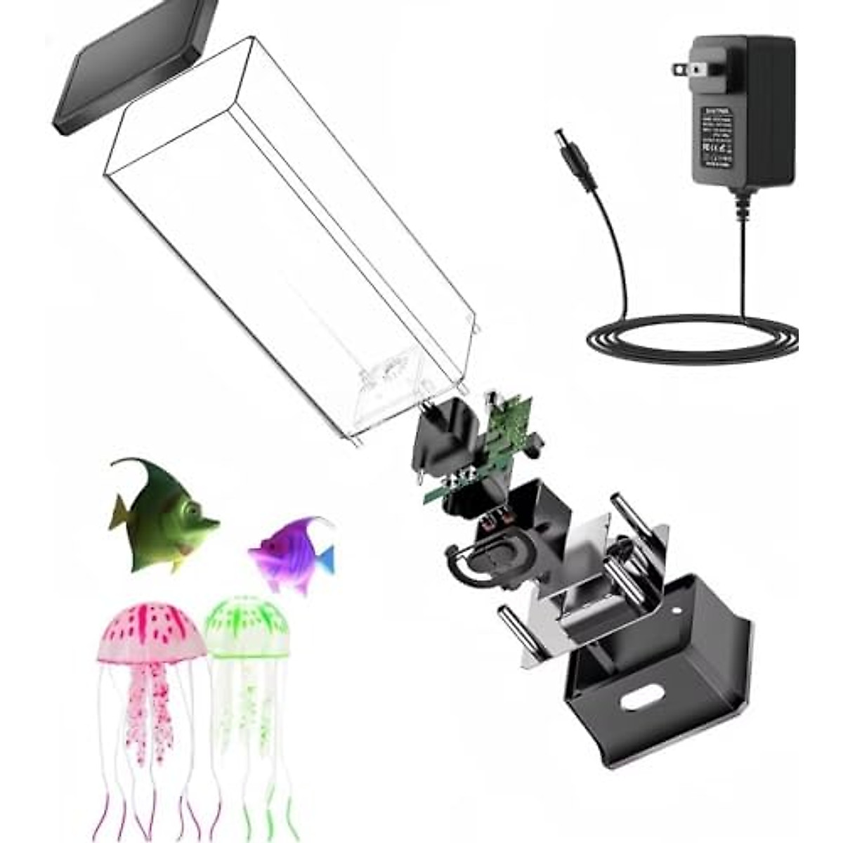 COLORLIFE Electric Jellyfish Tank Table Lamp with Color Changing Light Gift for Kids Men Women Home Deco for Room Mood Light for Relax(Black)