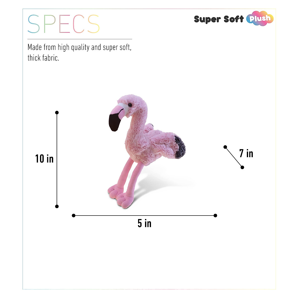Puzzled Super Soft Pink Flamingo Plush, 8"