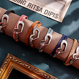 choice of all Leather Bracelets for Women Trendy Heart Charm Bracelet Necklace Leather Warp Bracelet Leather Collar for Women