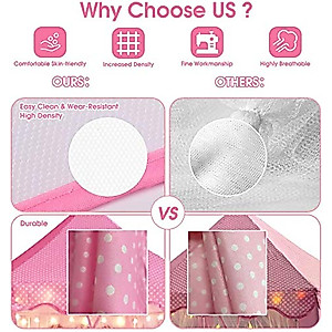 Gappys Princess Castle Tent with Star Light for Kids Children Girls Boys Baby 3/4/5/6/7/8/9 Year Old- Large Playhouse Funny Play Fairy Tent - Indoor and Outdoor Games (Pink), 55x53 inch