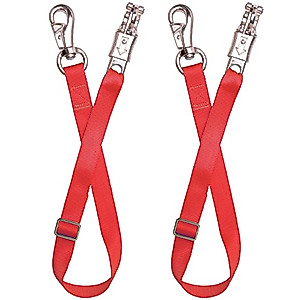 Adjustable Trailer Tie （2 Pack）-Horse Trailer Nylon Strap Tie，Adjusted from 25 to 37” (Red)
