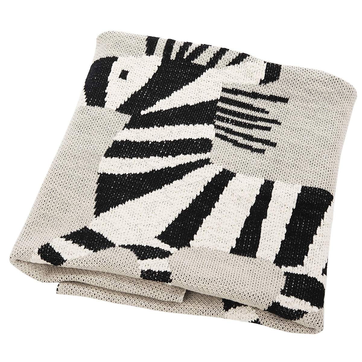 SAFAVIEH Baby Collection Zazu Zebra 32" x 40" Cotton Throw Blanket, Grey/Natural/Black