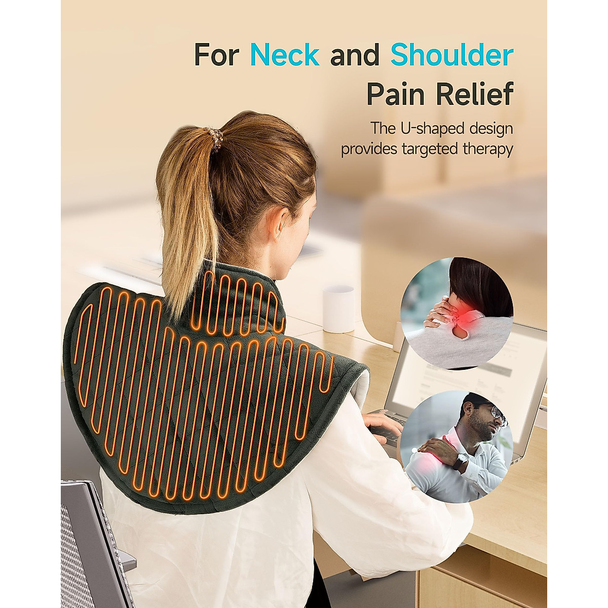 Weighted Heating Pad for Neck and Shoulders, ALLJOY【3lb】 Weighted Heating Pad for Pain Relief,22"x18" Electric Heating Pad, 5 Heat Settings & 4 Auto-Off, Gifts for Women Men Mom Dad