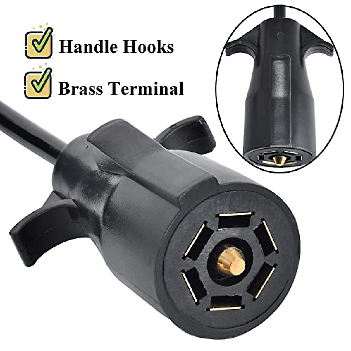 Oyviny 7 Way Round to 5 Way Flat Coiled Trailer Plug Adapter 7 Pin to 5 Pin Trailer Coiled Wiring Adapter Full Length 5 Foot (60 inches)