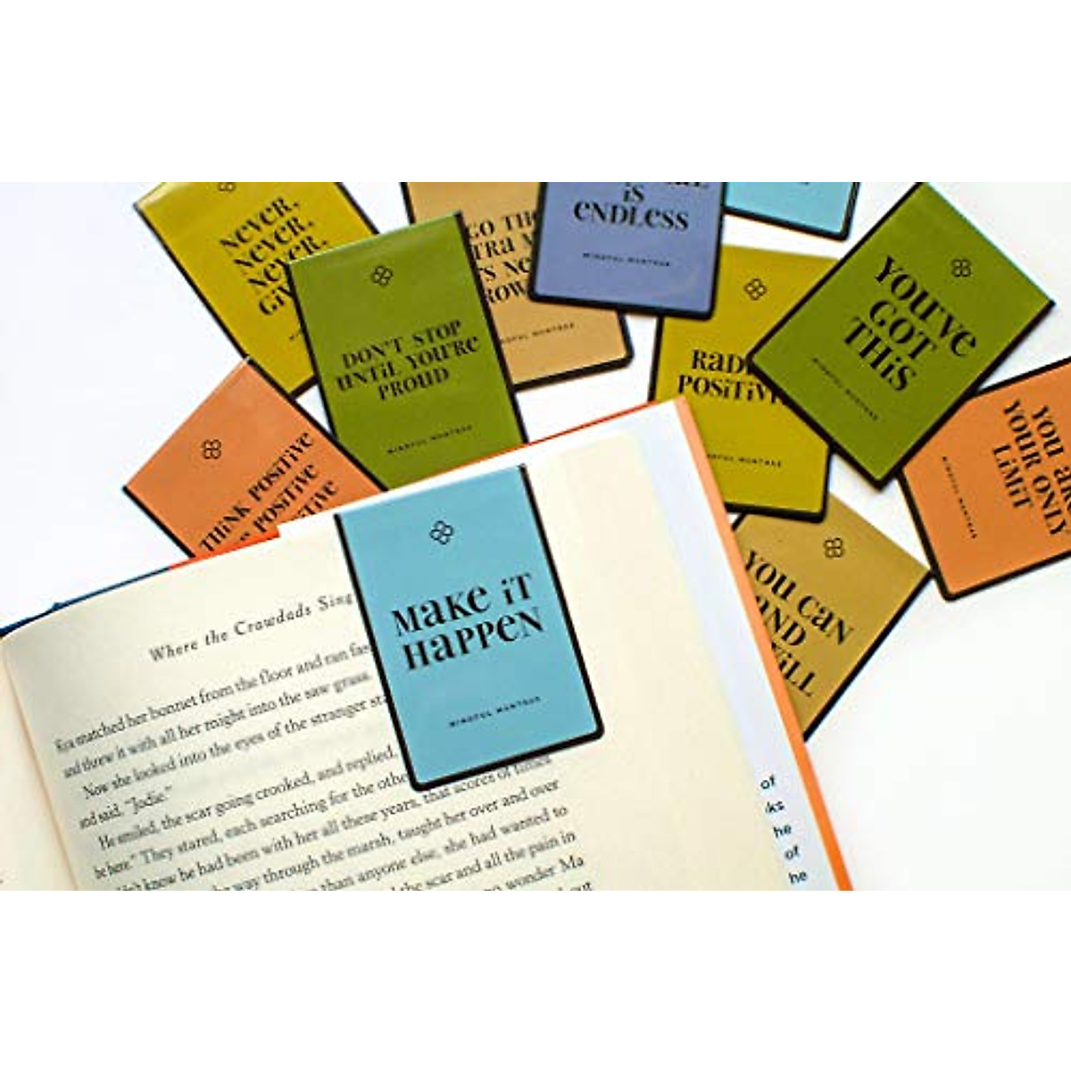 Magnetic Bookmarks -Motivational Affirmation Quote Mantra- Set of 12 Inspirational Bookmarks for All Ages, Men, Women, Teens Girls Students. Perfect Gifts for Friends, Coworkers & Student Incentives!
