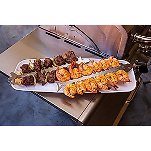 Proud Grill Slide & Serve BBQ Skewers - Set of 4 Stainless Steel Reusable Barbecue Skewers | Ideal for Grilling Shish Kabobs | Use for Beef, Pork, Chicken, Vegetable and Shrimp Kabobs.
