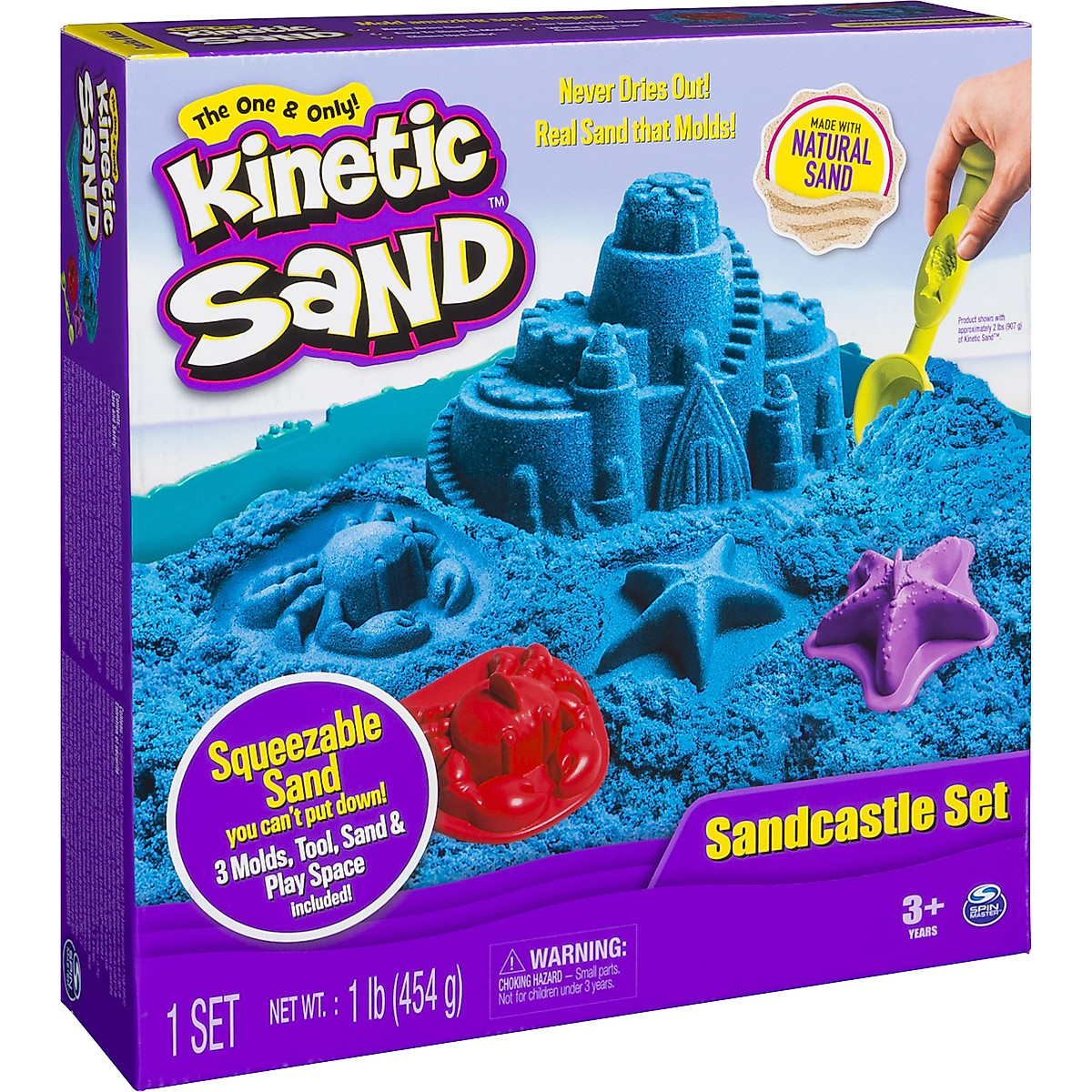 Kinetic Sand - Sandcastle Set with 1lb of Kinetic Sand and Tools and Molds (Color May Vary)