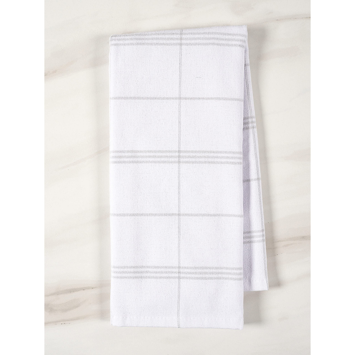 KAF Home Marseilles Reversible Terry Kitchen Towels - Set of 3-100% Cotton (Drizzle Gray)