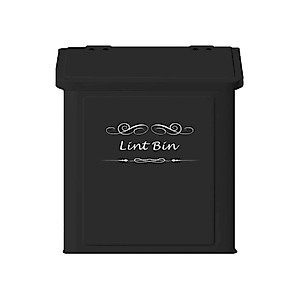 ELITAPRO Lint Holder Bin for Laundry Room - Farmhouse Magnetic Lint Bin with Lid - Wall Mounted Laundry Trash Can for Dryer, Washer - Laundry Room Organization and Storage - Hanging Lint Box (Black)